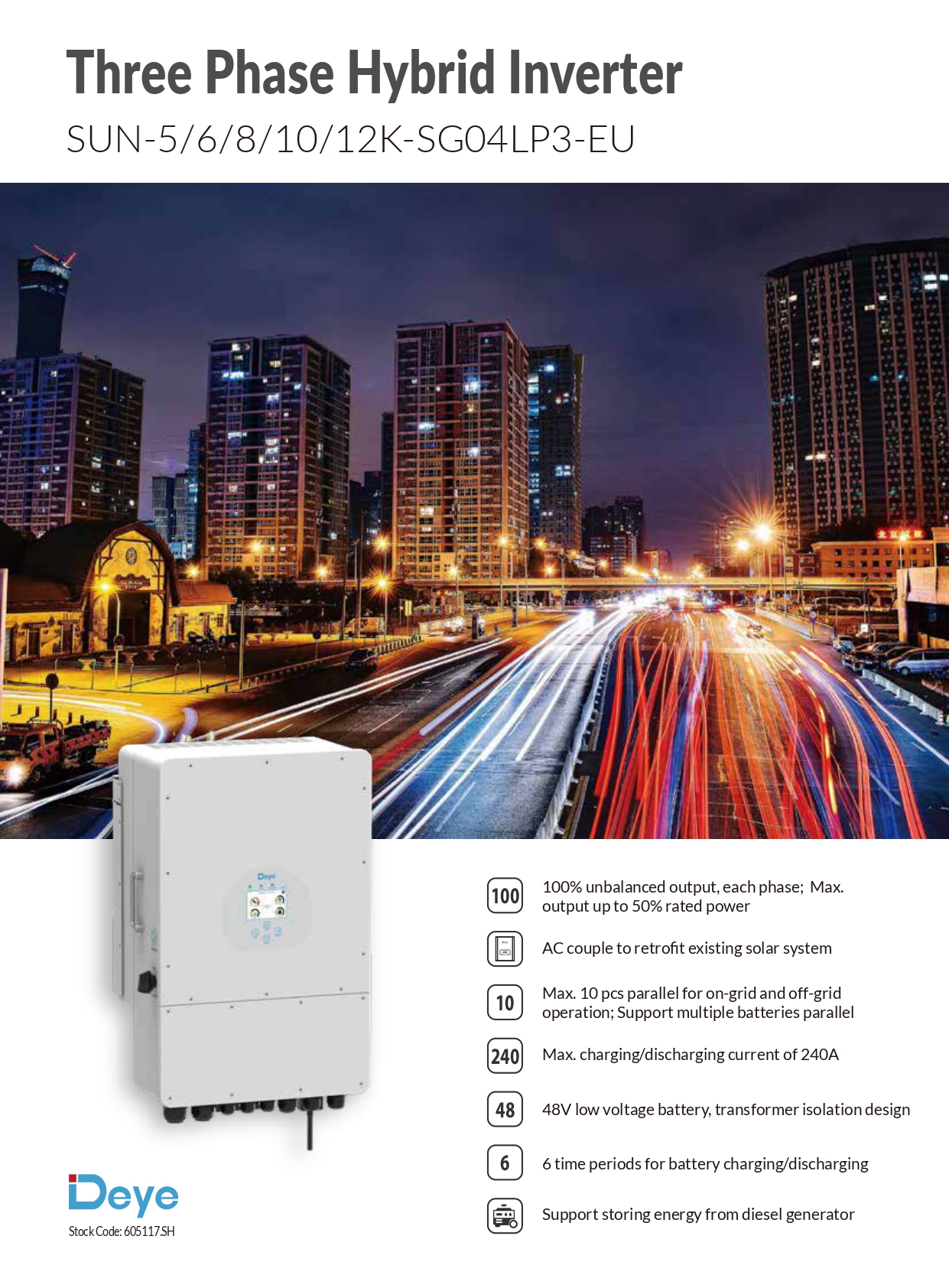 LV Single Phase Hybrid Inverter (Low battery voltage 48V) SUN-10K ...